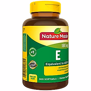 Nature Made Vitamin E 180 mg (400 IU) dl-Alpha, Dietary Supplement for Antioxidant Support, 300 Softgels, 300 Day Supply