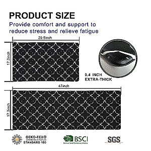 Soft Anti Fatigue Mat for Kitchen Floor, Non Slip Cushioned Kitchen Rugs Sets, Waterproof Washable Memory Foam Standing Desk Mat Runner, Comfort Cushion for Sink Laundry Room Home 17.3"x29.5"(1 PC)