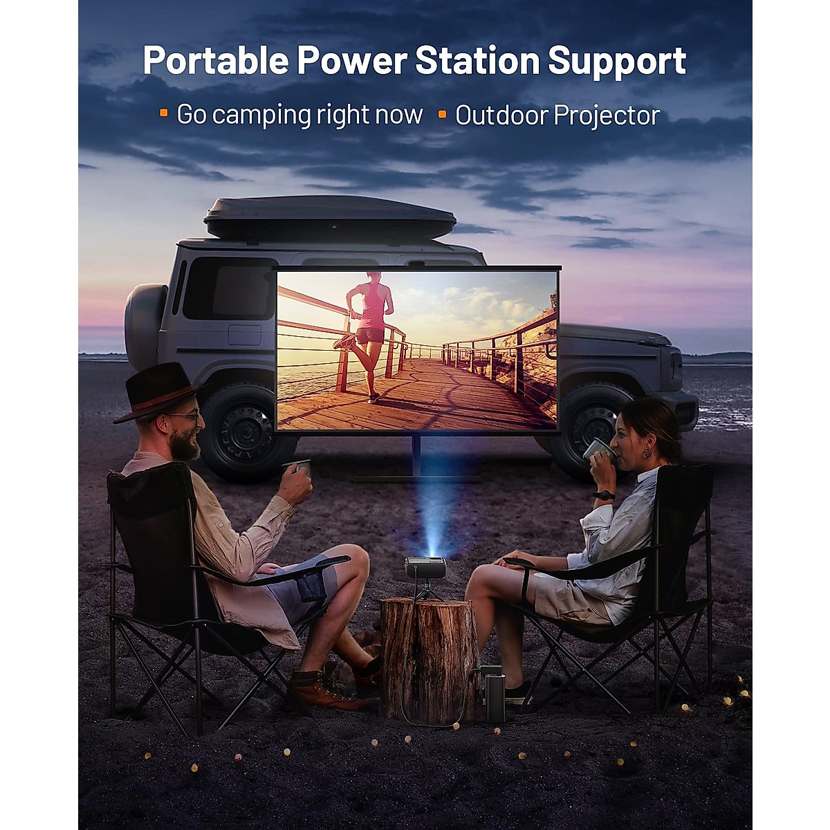 WiFi Projector for iPhone, ELEPHAS 2024 Upgraded Mini Projector with Tripod & Carry Bag, Full HD 1080P Supported, 200" Display Portable Projector, Compatible with iOS/Android/Windows/TV Stick/HDMI/USB
