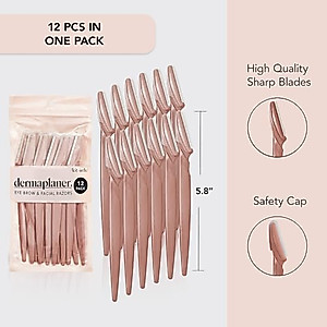 Kitsch Dermaplaning Tool - Face Razors for Women and Men, Eyebrow Trimmer & Face Shaver for Women, Facial Hair Removal for Women and Men, Dermaplane Razor for Women Face, 12 pc (Terracotta)