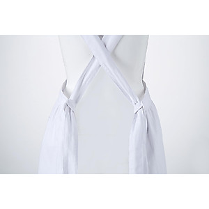 Hyzrz Cute Retro Adjustable Ruffle Aprons with Pockets for Women Girls Vintage Cross Back Pinafore Dress Maid Costume Apron Small to Plus Size (Adjustable, White)