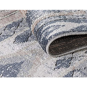 Rugs.com Oregon Collection Rug – 7 Ft Round Navy Blue Low-Pile Rug Perfect for Kitchens, Dining Rooms