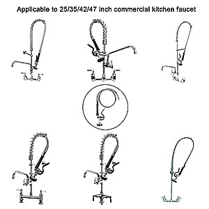 KWODE Pre Rinse Hose with Sprayer Valve 44 Inch Hose with Sprayer Head Replacement Kit Commercial Sink Sprayer Hose for Kitchen Sink Faucet (Free Brass Adapter to Connect Add-on Swivel Spout)