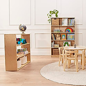 ECR4Kids Streamline 3-Shelf Storage Cabinet, 36in High, Double-Sided Display, Natural