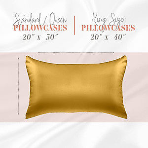 Elegant Comfort Silky and Luxurious 2-Piece Satin Pillowcase Set for Healthier Skin and Hair, Hidden Zipper Closure and Beautifully Packaged, Satin Pillowcase Set, King, Gold
