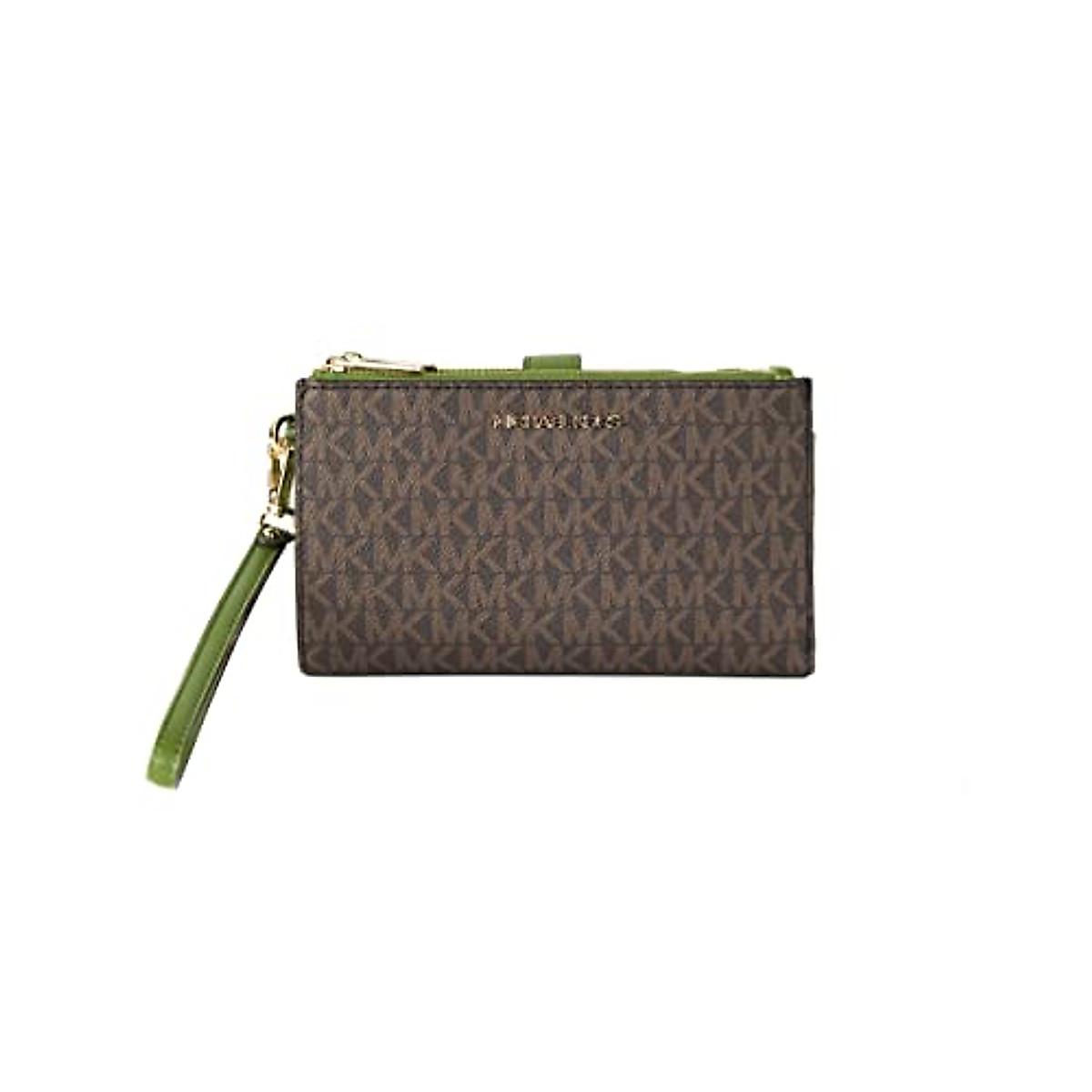 Michael Kors Joan Large Slouchy Shoulder Bag Hobo Tote Evergreen Bundled With Jet Set Double Zip Wristlet Brown MK Evergreen Multi