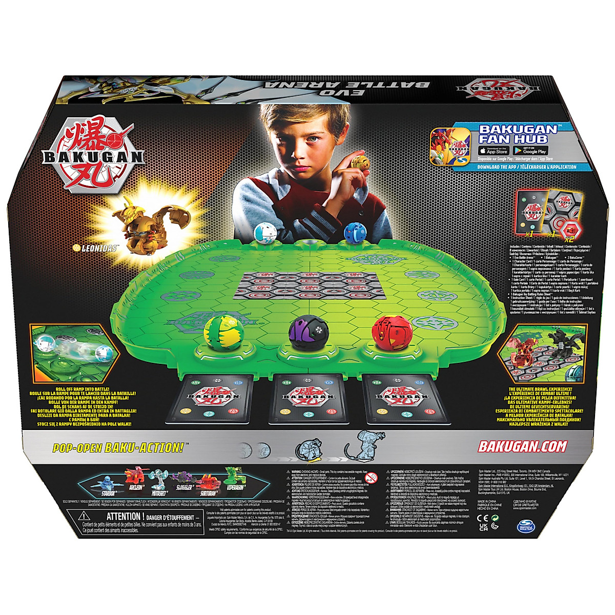 Bakugan Evo Battle Arena, Includes Exclusive Leonidas Bakugan, 2 Cards and BakuCores, Neon Game Board for Bakugan Collectibles, Ages 6 and Up
