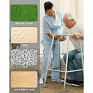 Agrish 6-Pack Walker Glide Skis, Universal Fit Walkers with 1-1/8 Inch Shaft Handicapped Walker Accessories Tool-Free, 6 Count, Gray