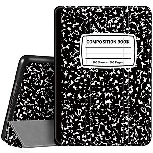 Hi Space for iPad 9th 8th 7th Generation Case for iPad 10.2 Case 2021 2020 2019 Composition Notebook with Pencil Holder, Book Trifold Protective Shockproof Cover with Auto Sleep Wake for A2270 A2428