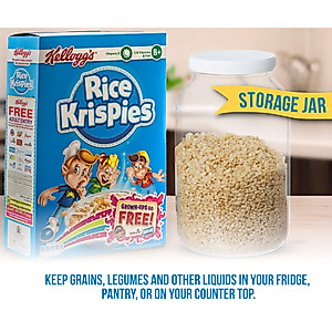 1 Gallon Glass Sourdough Jar - Home Bread Baking and Fermenting Kit with Cheesecloth Filter, Rubber Band and Plastic Lid - By Kitchentoolz