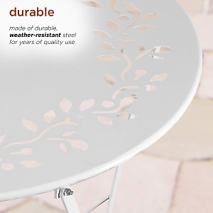 Alpine Corporation MSY100A-WT Alpine Bistro Set, Table: 24" L x 24" W x 28" H Chair: 17" L 18" W x 33" H, White