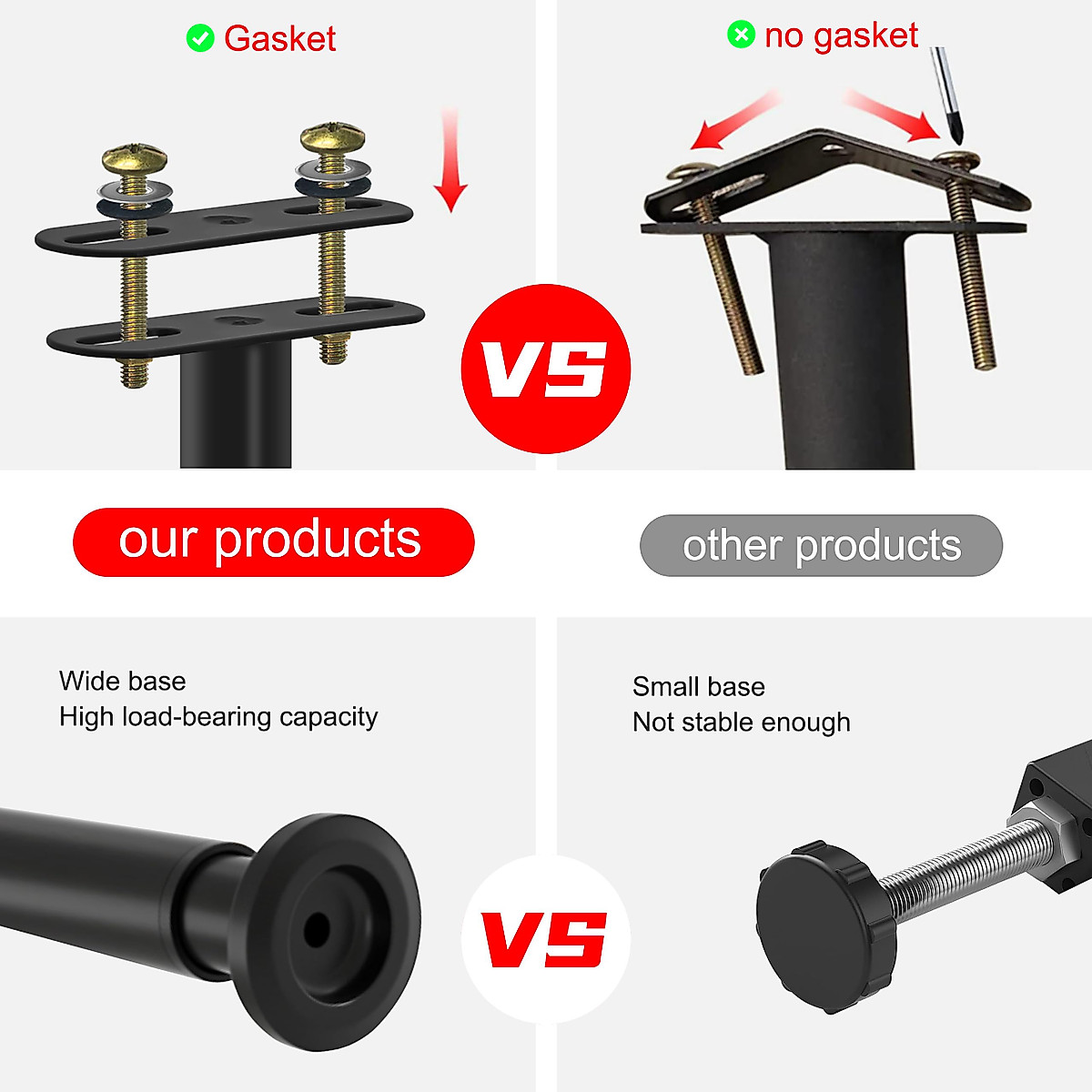 4Pcs Bed Support Legs, Adjustable Height Metal Bed Frame Support Legs, Bed Frame Center Support Bed Legs, Bed Frame Replacement Legs for King/Queen Bed Slats, Sofa, Furniture Cabinet(7"-12.5")