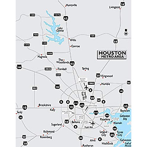 Houston Metro Area Map - 20 Inch by 30 Inch Laminated Poster With Bright Colors And Vivid Imagery-Fits Perfectly In Many Attractive Frames