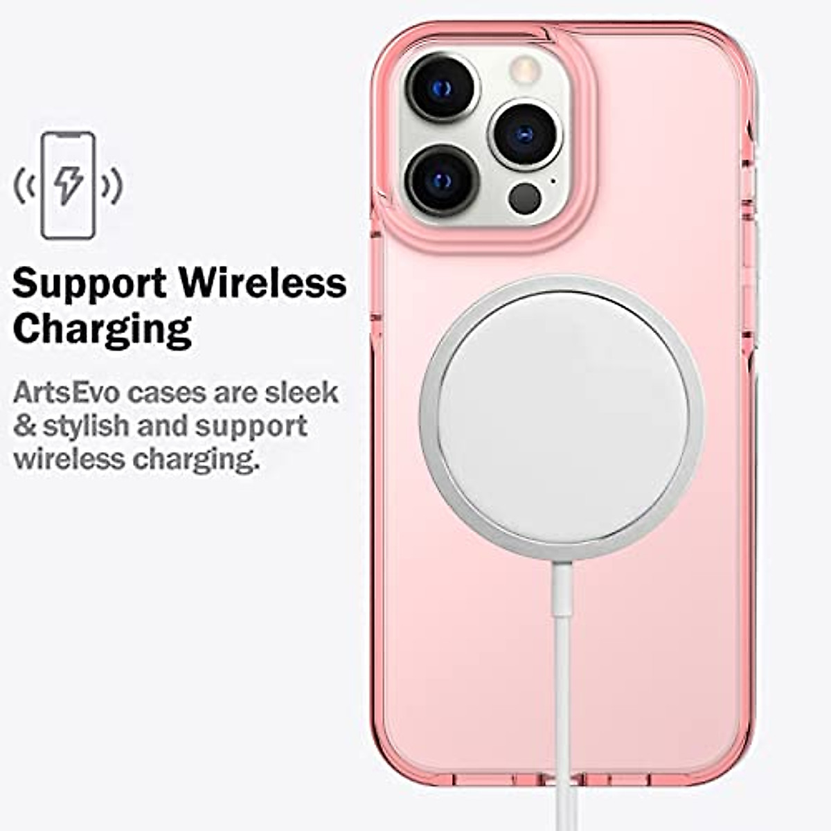 ArtsEvo Designed for iPhone 14 Pro Max Case, 6.6ft Drop Protection, Full Body Screen Camera Protective Phone Case, Pink