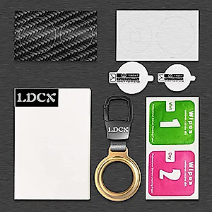 Airtag Keychain, Air tag Case Holder Aluminum Alloy Magnetic, 3 Sets Airtag Front Back Screen Protective Film Designed for Apple AirTag - Gold