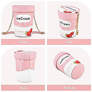 USTYLE Ice Cream Shaped Crossbody Bag, Cute Novelty with Adjustable Strap for Girl Women Cartoon Shoulder Bag (pink)