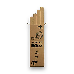 Gorilla Bamboo Toothbrush Adult 4 Pack