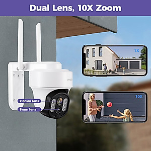 [Auto-Track & 10X Zoom] XMARTO 10CH WiFi 6 HD PTZ Security Camera System Wireless Outdoor/Indoor, Dual-WiFi 4K NVR with 8X Rotate 6MP Home Cams, 1TB HDD (Plug-in 24/7 Surveillance, WiFi-Relay)