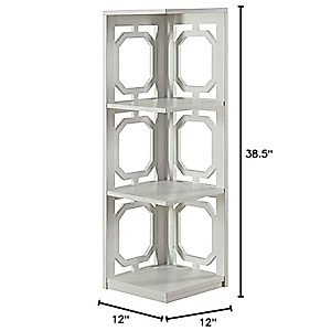 Convenience Concepts Omega 3 Tier Corner Bookcase, White