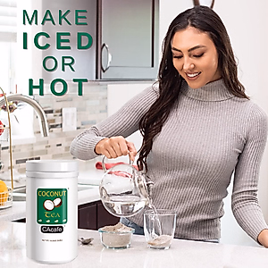 CAcafe Coconut Tea, Coconut Infused Green Tea, Creamy Drink Mix, Make Iced or Hot, Packed with Antioxidants, Natural Energy and Stress Relief 19.05oz