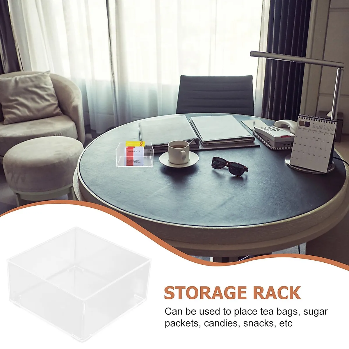 HEMOTON Tea Bag Bin Storage Organizer for Kitchen Tea Bag Organizer Desktop Acrylic Box Storage Transparent Coffee Bag Holder Sundries Box Sugar Packet Holder for Countertops Pantries, S