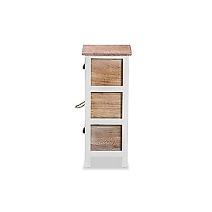 Baxton Studio Palta Modern and Contemporary Two-Tone White and Oak Brown Finished Wood 3-Drawer Storage Unit