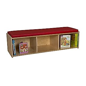Contender Bookshelf with Reading Nook, Storage Bench for Kids, Toy and Book Organizer, Absolute for Daycare, Kids Room, Playroom, Preschool in Natural Finish