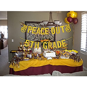 Peace Out 5th Grade Banner, 5th Grade Graduation Decorations 2022, Boy Girl Kids Fifth Grade Graduation Party Decorations 2022