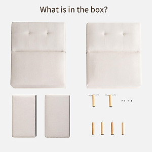 Hcore Convertible Futon Bed Couch, 79" Inch Linen Fabric Memory Foam Mid Century Modern Sleeper Armrest, Small Splitback Loveseat Sofa Cama Sofabed, Beige