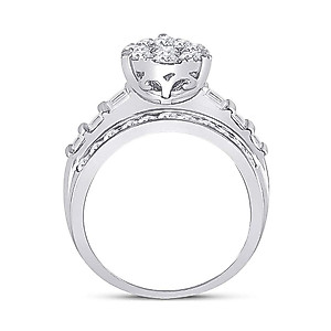 Dazzlingrock Collection 10kt White Gold Round Diamond Pear Bridal Wedding Engagement Ring 2 Cttw