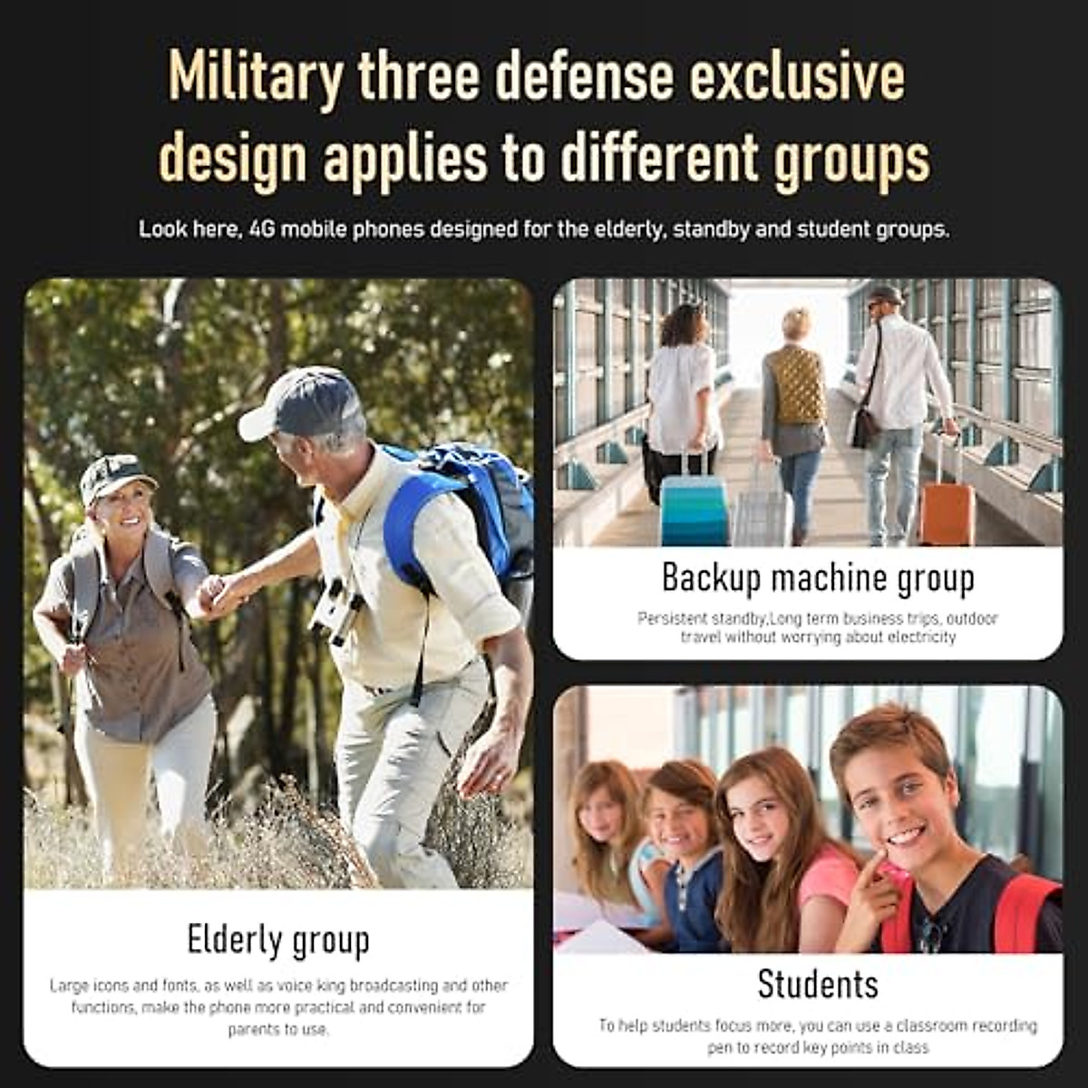 2G GSM Unlocked Cell Phone, 2.8 Inch Screen, 3200mAh Battery, Big Button, High Volume, 16GB, SOS, Flashlight, Suitable for Seniors (US Plug)