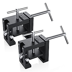 Neitra Cabinet Installation Clamps - Cabinetry Clamp for Easy and Fast Installing Face Frame of Cabinets, Highly Durable All Metal Claws with Two Flexible Drill Hole Guides, Orange (2 PACK, Black)