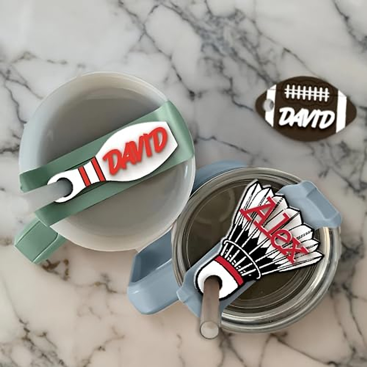 Personalized Sports Tumbler Topper, Baseball, Football, Batsketball Name Plate, Cup Name Tag, Football Tumbler Topper