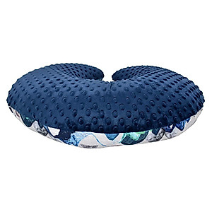 JYPromise Nursing Pillow and Positioner, Breastfeeding, Bottle Feeding, Baby Sitting Support with Removable Ultra Soft Minky Cover, Tummy Time Support for Baby Boys and Girls,Blue