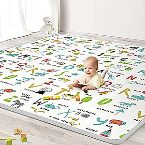 Baby Play Mat 79" X 71",Reversible Waterproof Foldable Foam Floor Playmat for Kids Toddlers, Extra Large Anti- Slip Baby Crawling Mat