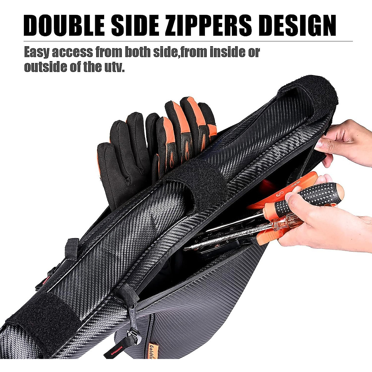 Hutexico 2 Pack for Kawasaki Teryx KRX 1000 UTV Roll Bar Triangle Storage Bag, Double Zipper Side by Side Bags Roll Bar Gear Bag, Compatible 2020-2024 Models (Black x2)