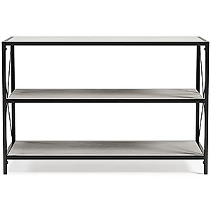 Signature Design by Ashley Bayflynn Modern Industrial 2 Shelf Bookcase, White & Black