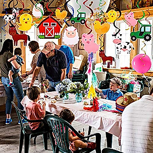 Farm Animal Hanging Swirls Party Ceiling Decorations Barnyard Theme Birthday Baby Shower Decor Event Supplies 30CT