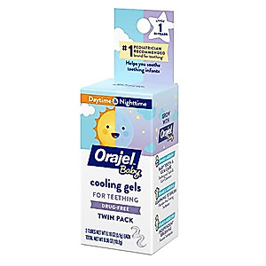 Orajel Baby Daytime & Nighttime Cooling Gels for Teething, Drug-Free, #1 Pediatrician Recommended Brand for Teething*, Two 0.18oz Tubes