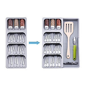 SOMIER Expandable Cutlery Tray Kitchen Drawer Organizer and In-Drawer Knife Holder