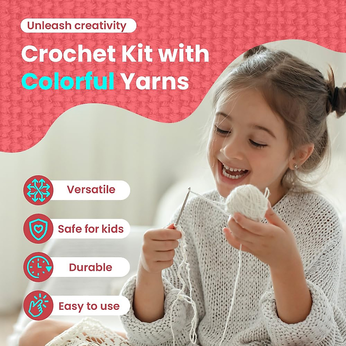 ASPECTRA Crochet Kit for Beginners – Step by Step Video Tutorials, Beginner Crochet Kit for Kids & Adults, Create Crochet Animal Kit with Easy Patterns, Hooks & Yarn, Perfect Crochet Starter Kit