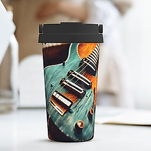 WANGZHAO Musical Guitar patterns Print Double Wall Stainless Steel Vacuum Insulated Tumbler Cup Home Thermal Cup