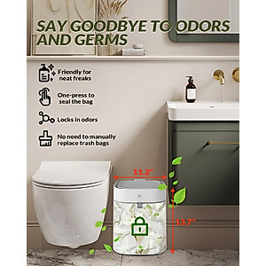 IntreLife Automatic Trash Can, 3.5 Gallon Self-Sealing and Self-Changing Smart Trash Can, Rechargeable Touchless Motion Sensor Trash Bin with Lid for Bathroom Kitchen Office Bedroom(White)