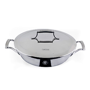 SAVEUR SELECTS Tri-ply Stainless Steel 12-Inch Everyday Pan with Lid, Induction-ready, Dishwasher Safe, Voyage Series