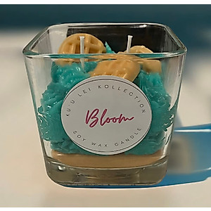 Ku'u Lei Kollection| Bloom Hand poured candle| Natural Luxury Soy Wax Lavender& Spring Apricot Cotton Wick| 8oz 45 Hour Clean Burn burn