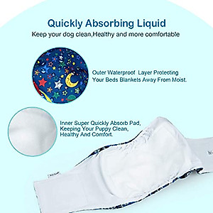 Pet Soft Washable Dog Diapers - Male Dog Belly Bands Diapers for Doggy, Washable Male Dog Belly Wraps 3Pack(S, Space)