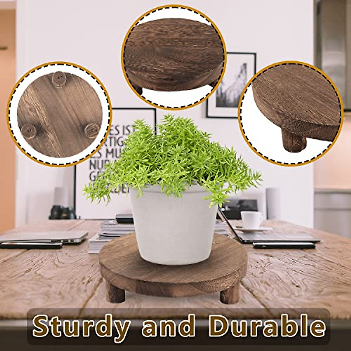JKLIND 3PCS Wooden Display Riser for Display,Round Display Stand,Wood Riser Pedestal Stand for Home Decor and Organizer(Rustic Brown,8/6/5'')