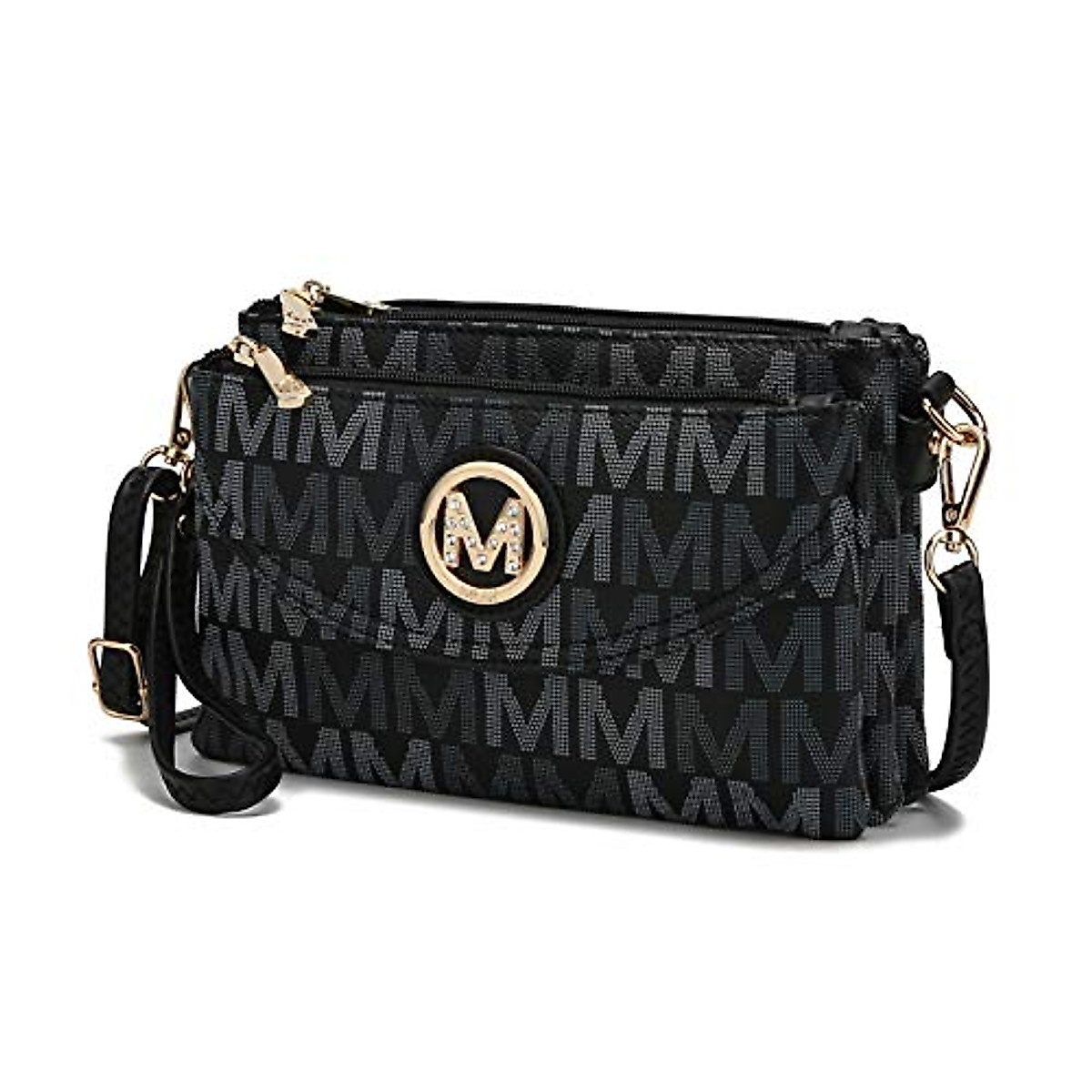 MKF Crossbody Bag for Women – Adjustable Shoulder Strap – PU Leather Small Wristlet Purse, Triple Compartment Handbag…