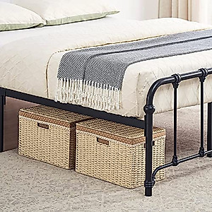 GaoMons Full Size Bed Frame with Headboard, Metal Slats Support Platform Bed Frame with Storage, No Box Spring Needed (Full)