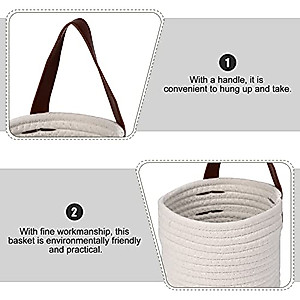 Alipis 3 pcs Wall Bin for Storage Sundries with Rope Decor Adhesive Toys White Clo Office Plant Cotton Hand-woven Hanging Cabinet Container Decoration Seagrass Garden Flower Woven